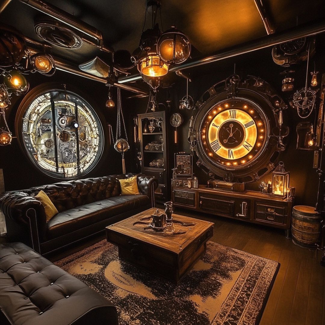 10 Steampunk Living Room Ideas: Vintage Furnishings and Unique Lighting ...