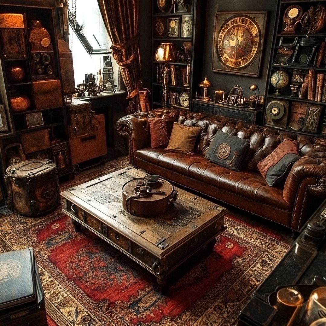 10 Steampunk Living Room Ideas: Vintage Furnishings and Unique Lighting ...