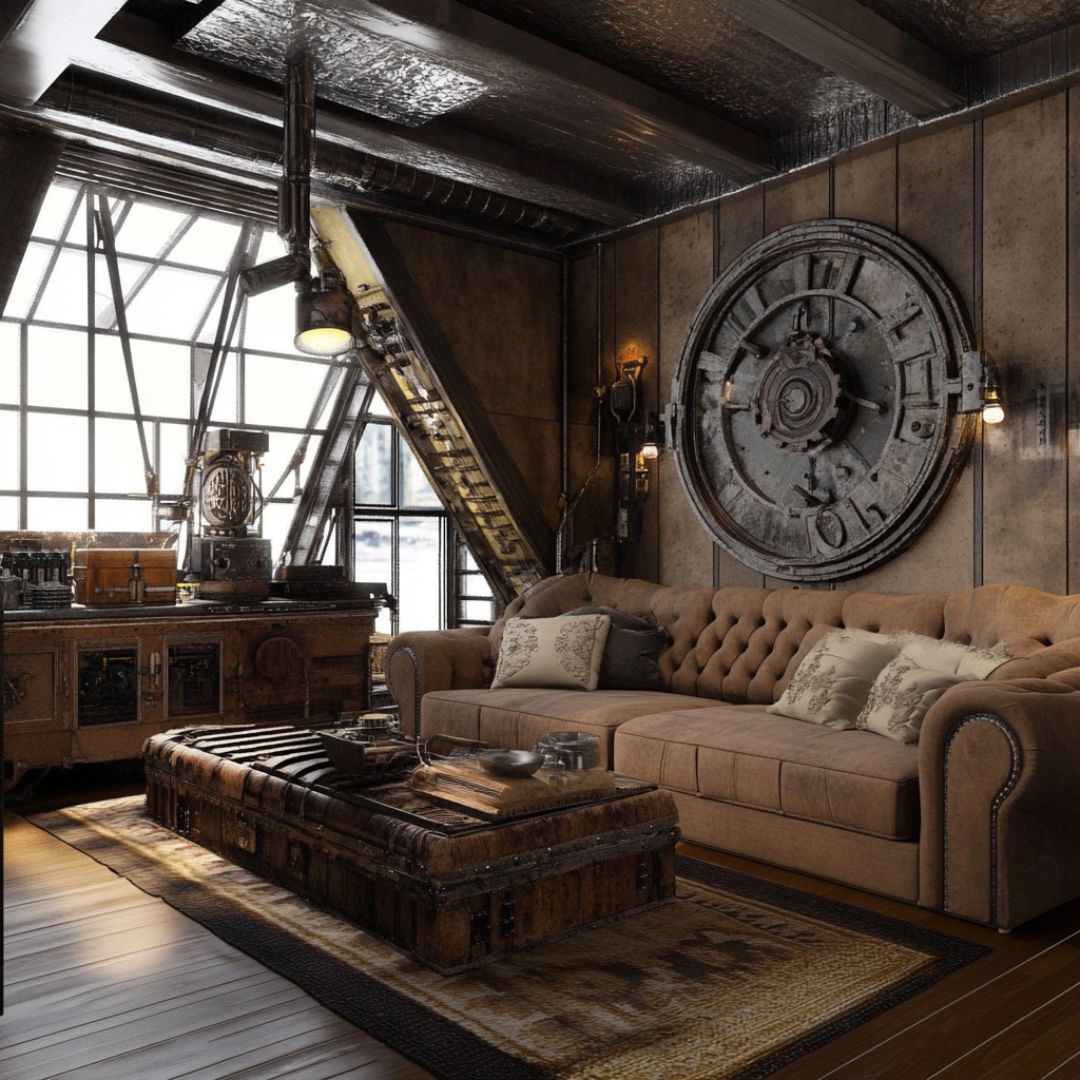 10 Steampunk Living Room Ideas: Vintage Furnishings and Unique Lighting ...