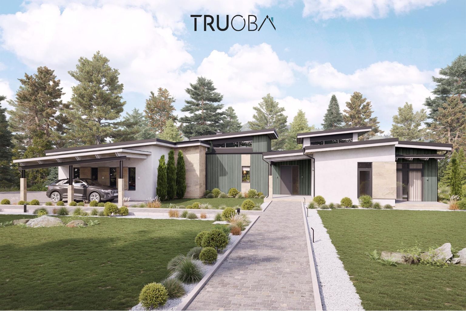 2630 sq/ft Modern Multi-Shed-Style 4-Bedroom 3.5-Bathroom House Plan ...