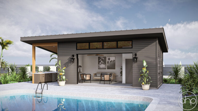 345 Sq Ft 0-Bedroom 0-Bathroom Modern Pool House Plan | Florgeous