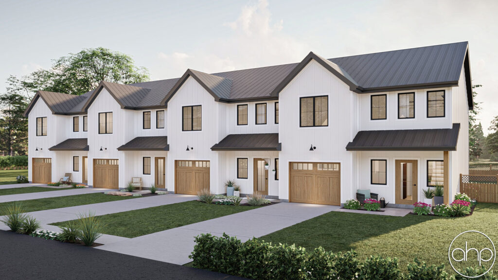 1711 Sq Ft 3‑Bedroom 3‑Bathroom Modern Farmhouse Quadplex House Plan ...