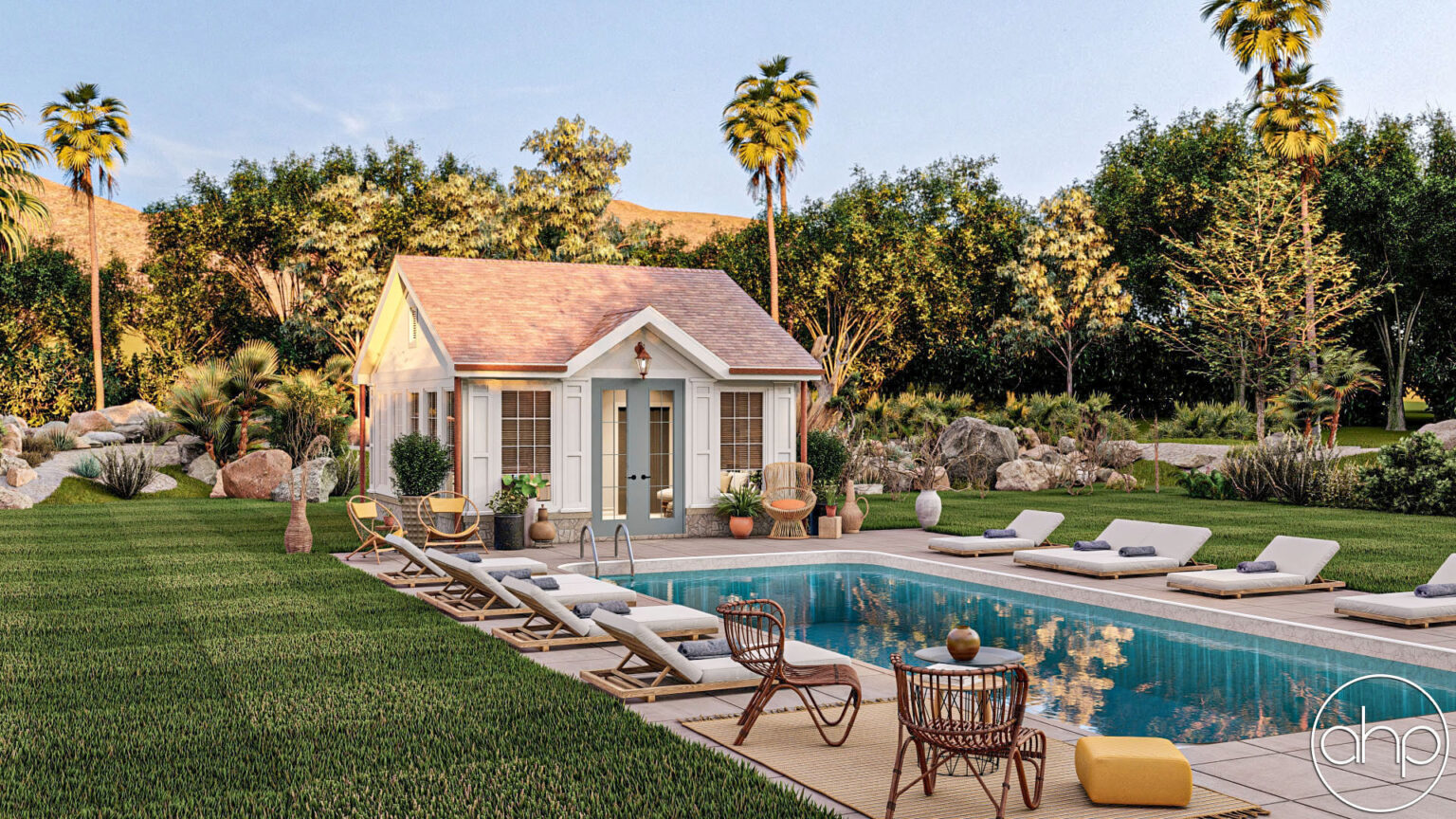 349 Sq Ft Cottage Style Pool House Plan | Florgeous
