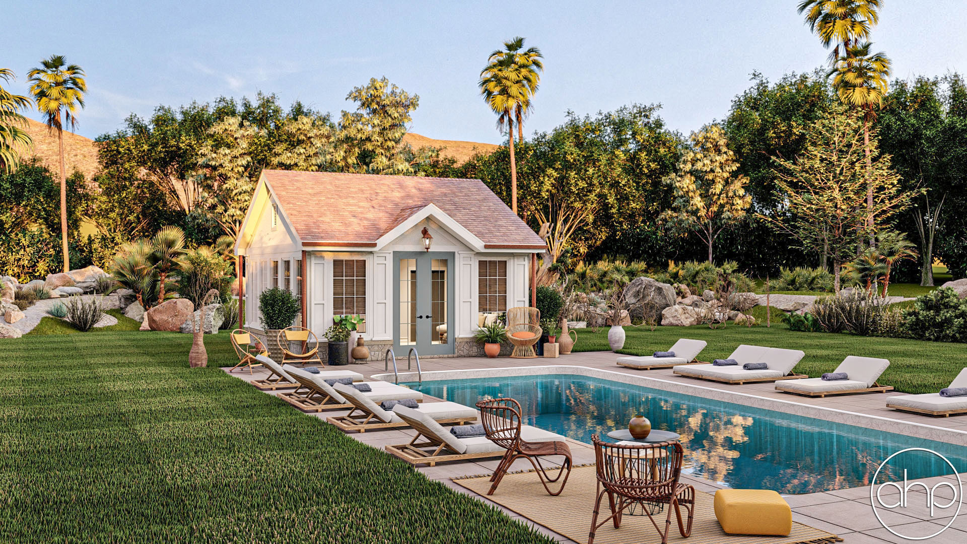 349 Sq Ft Cottage Style Pool House Plan | Florgeous