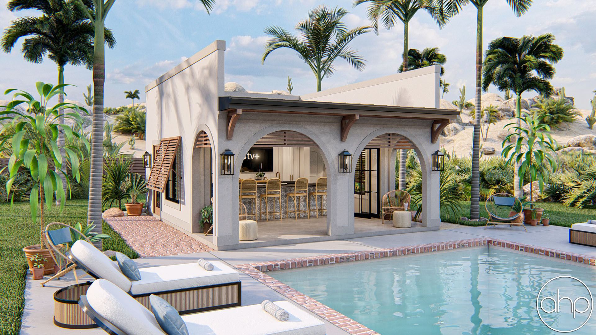 355 Sq Ft Mediterranean Pool House Plan | Florgeous