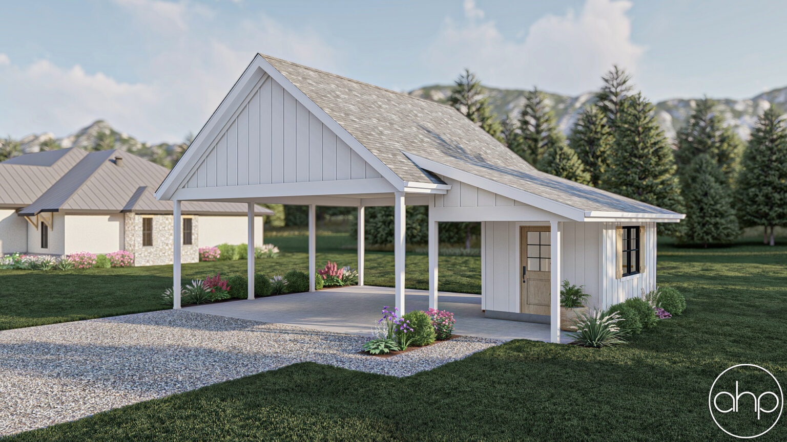 645 Sq Ft 0-Bedroom 0-Bathroom Modern Farmhouse Carport Plan | Florgeous