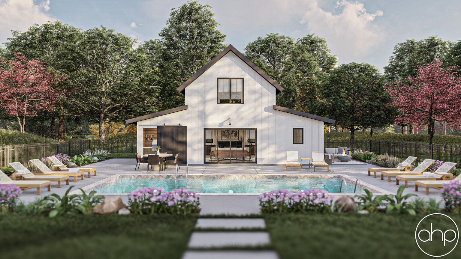 685 Sq Ft Modern Farmhouse Style Pool House Plan | Florgeous
